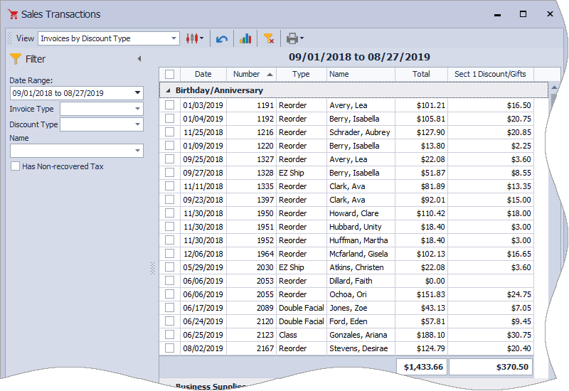 View Invoices by Discount Type – Boulevard Desktop Software Support Center